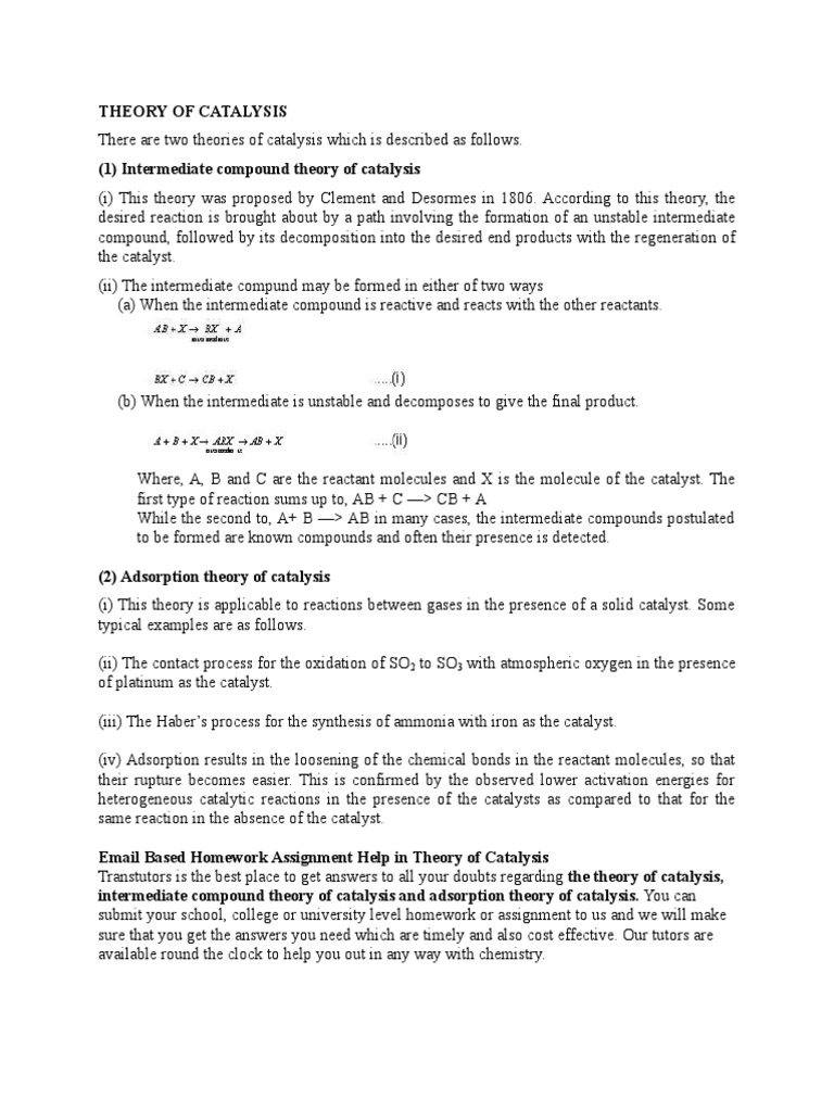 Theory of Catalysis | Download Free PDF | Catalysis | Chemical Reactions
