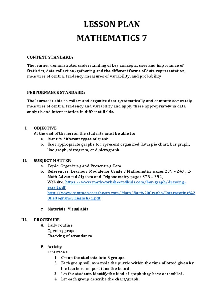 Lesson Plan | PDF | Histogram | Chart