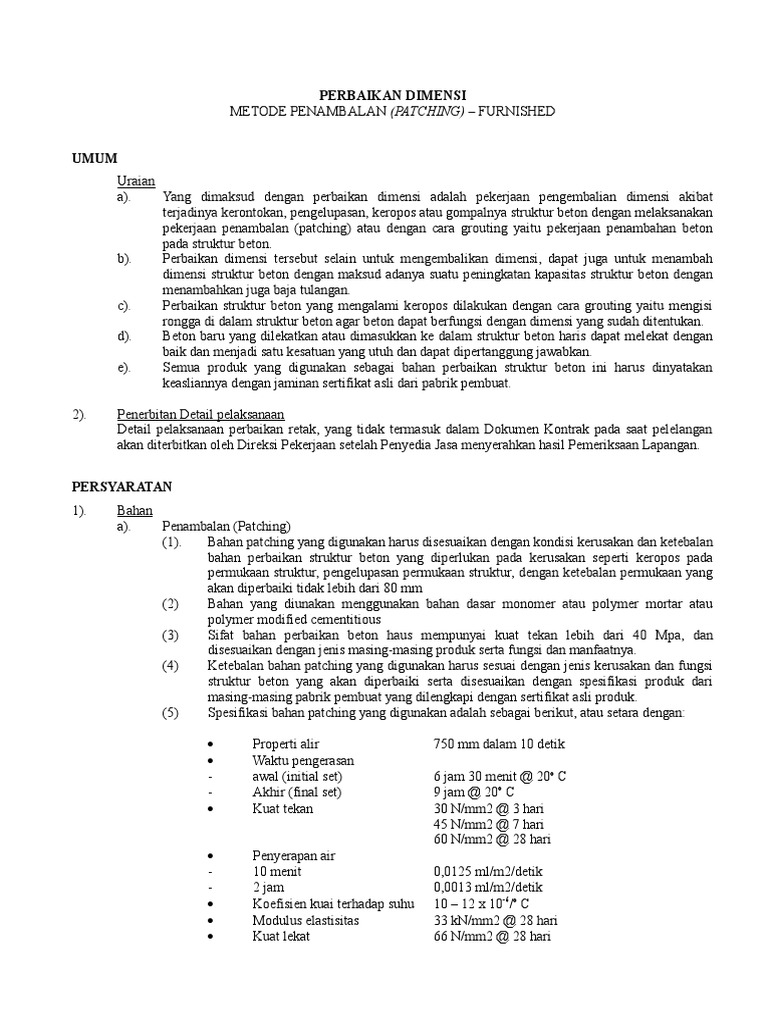 Metode Penambalan (Patching) - Furnished | PDF