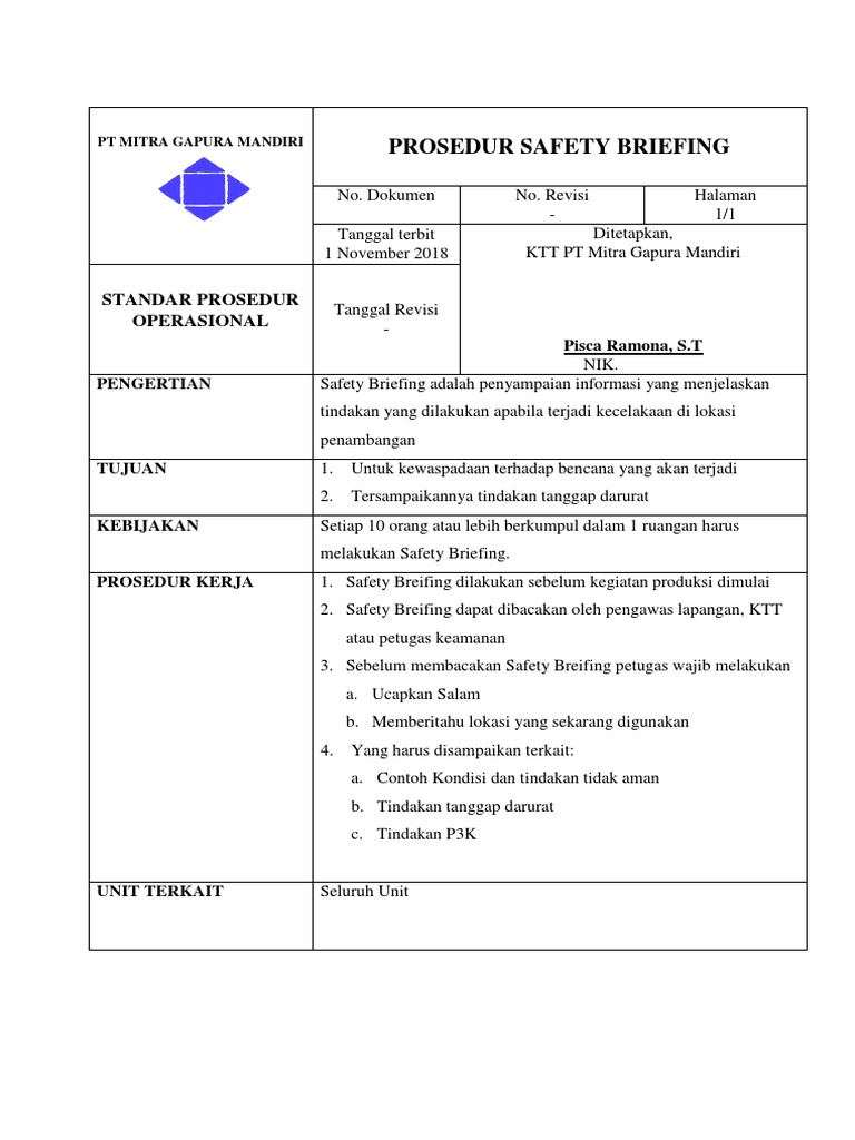 SOP Safety-Breifing | PDF