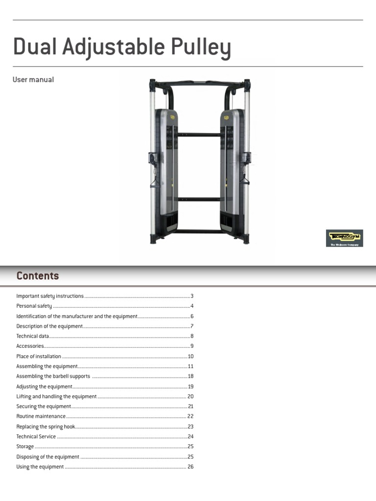 Dual Adjustable Pulley: User Manual | PDF | Anatomical Terms Of Motion ...