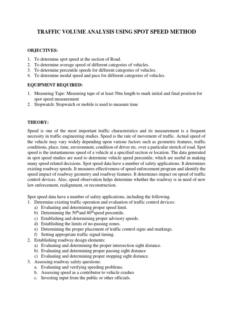 Traffic Volume Analysis Using Spot Speed Method | Download Free PDF ...