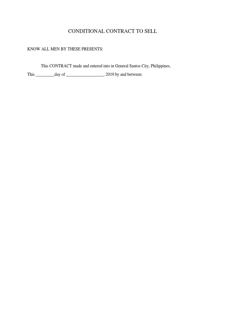 Conditional Contract To Sell | PDF
