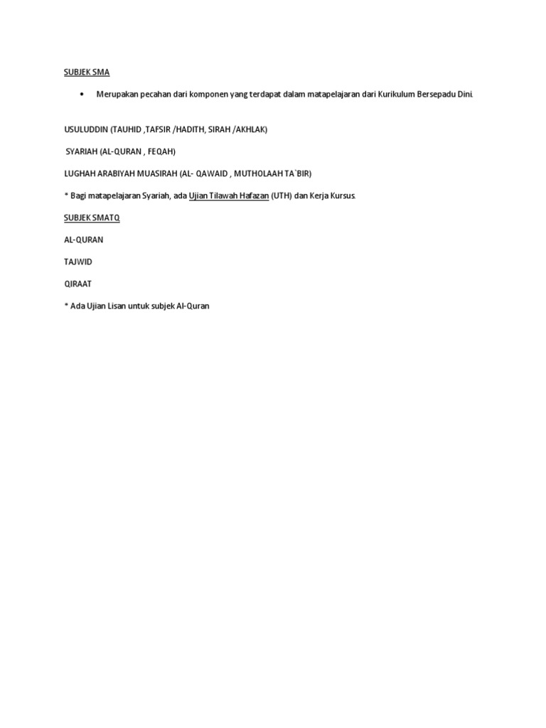 Subjek Sma Dan Smatq | PDF