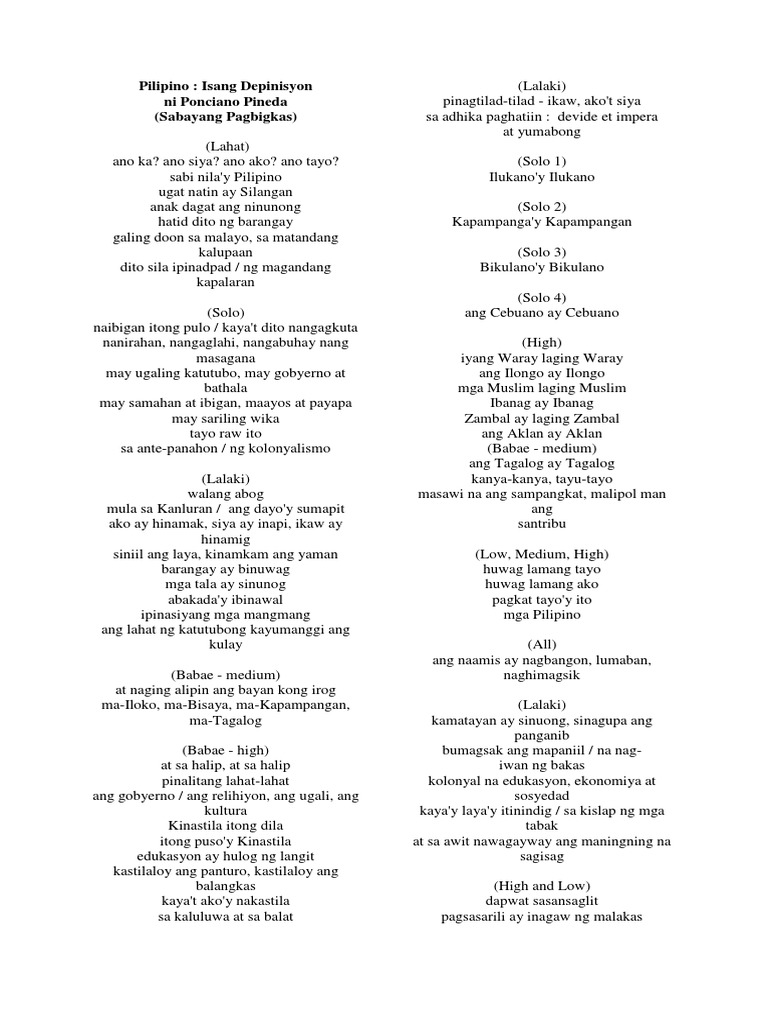 Pilipino Isang Depinisyon | PDF