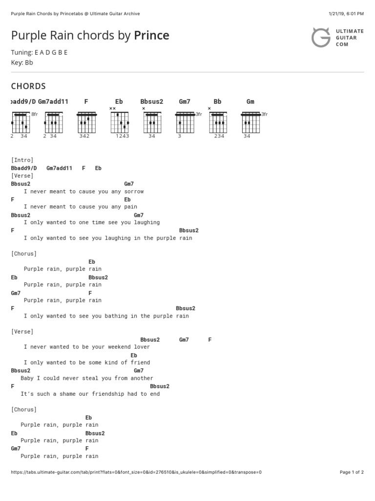Purple Rain Guitar Chords
