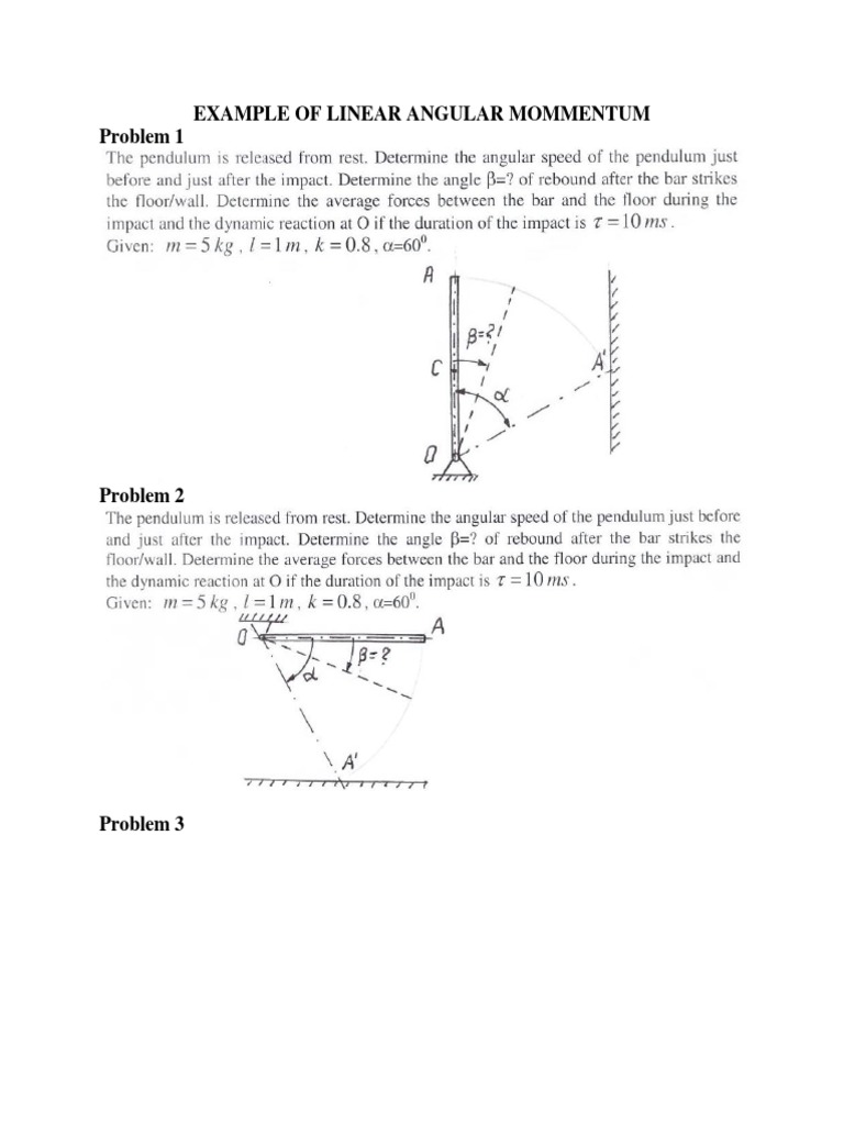 Examples of Linear and Angular Momentum | PDF
