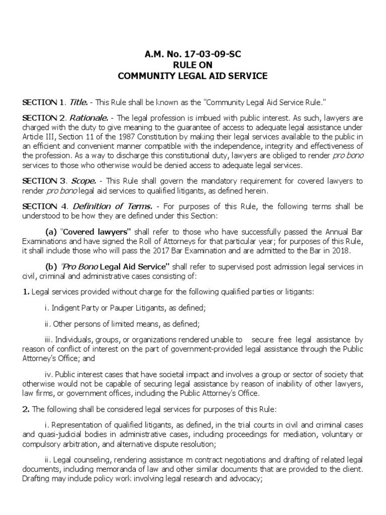 Rule on Community Legal Aid Service | PDF | Legal Aid | Lawyer