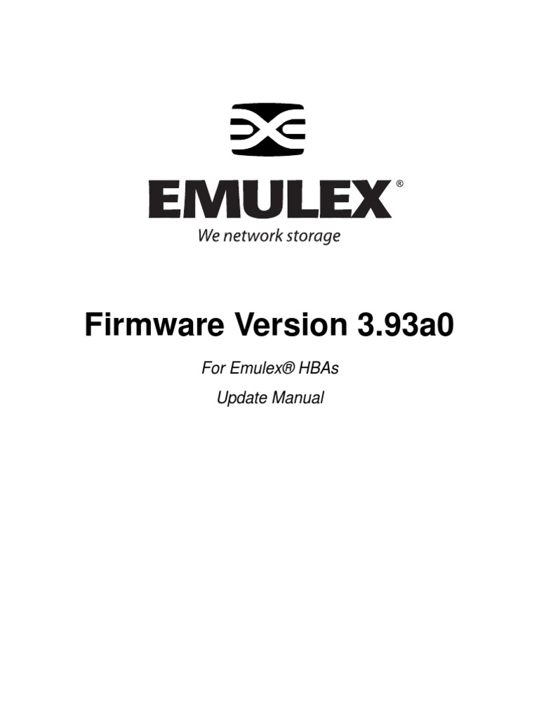 Firmware Version 3.93A0: For Emulex® Hbas Update Manual | PDF | Booting | Command Line Interface