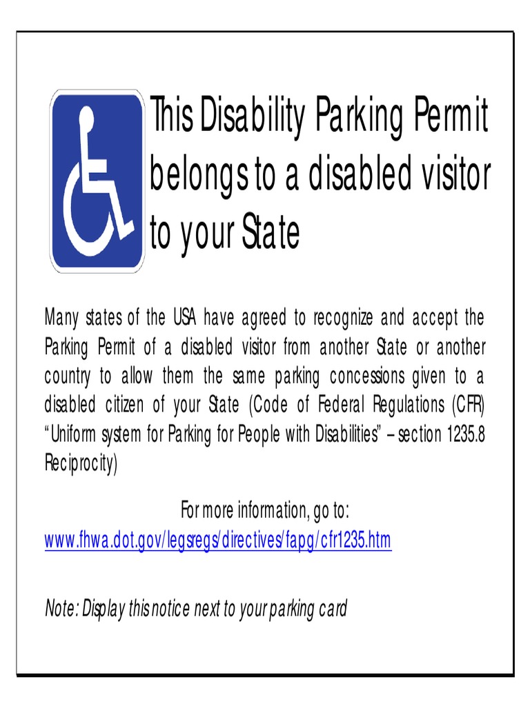 Disability Parking Permit Reciprocity | PDF | Social Science ...