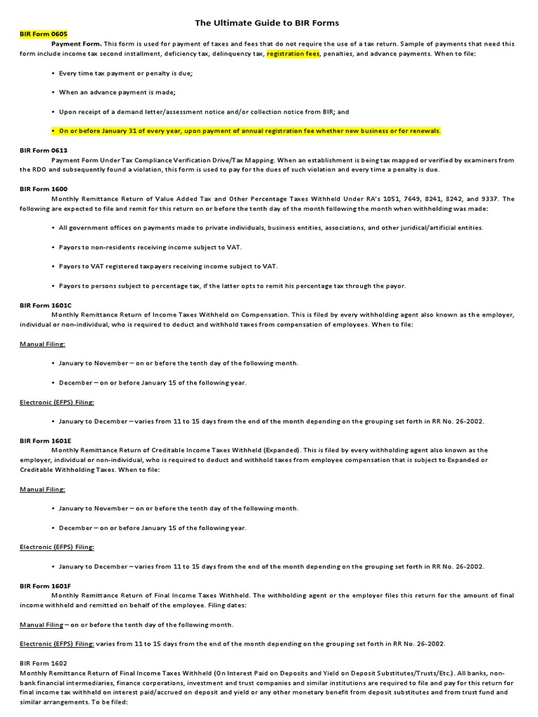 BIR Form 0605 Uses | PDF | Withholding Tax | Income Tax