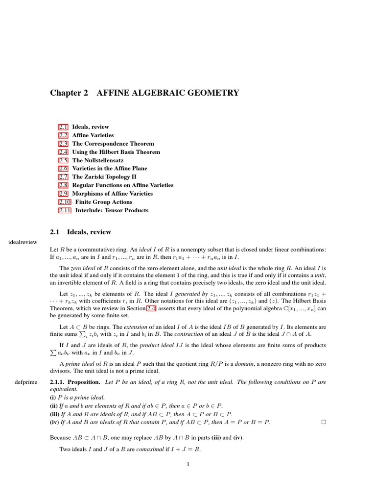 Affine Algebraic Geometry Pdf Ring Mathematics Module Mathematics