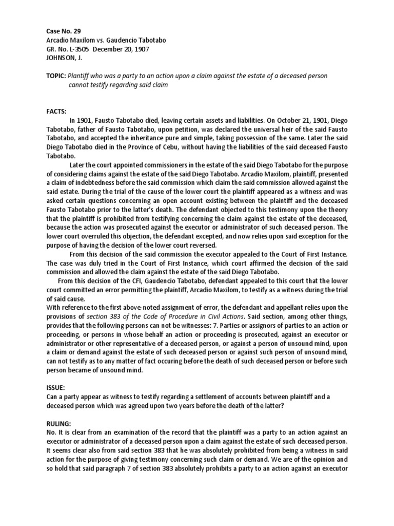 Maxilam v. Tabotabo | PDF | Testimony | Witness