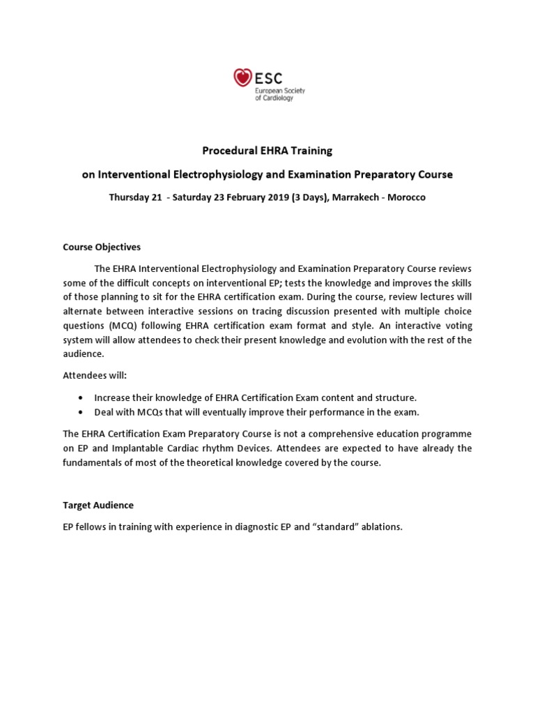 Procedural EHRA Training | PDF | Artificial Cardiac Pacemaker | Test ...