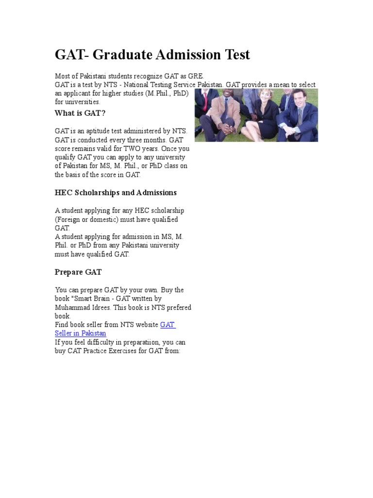 GAT-Graduate Admission Test | PDF | Business