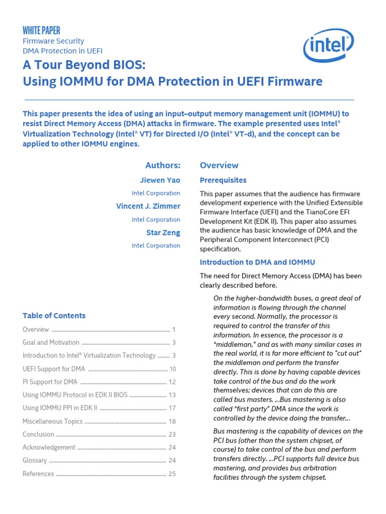 A Tour Beyond BIOS: Using IOMMU For DMA Protection in UEFI Firmware ...