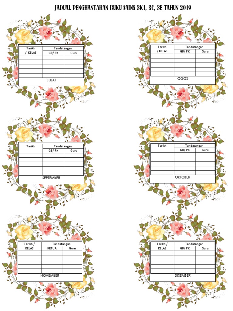 Jadual Penghantaran RPH 2019 | PDF