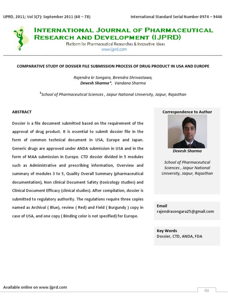Drug Dossier Submission Guide | PDF | Generic Drug | Food And Drug ...