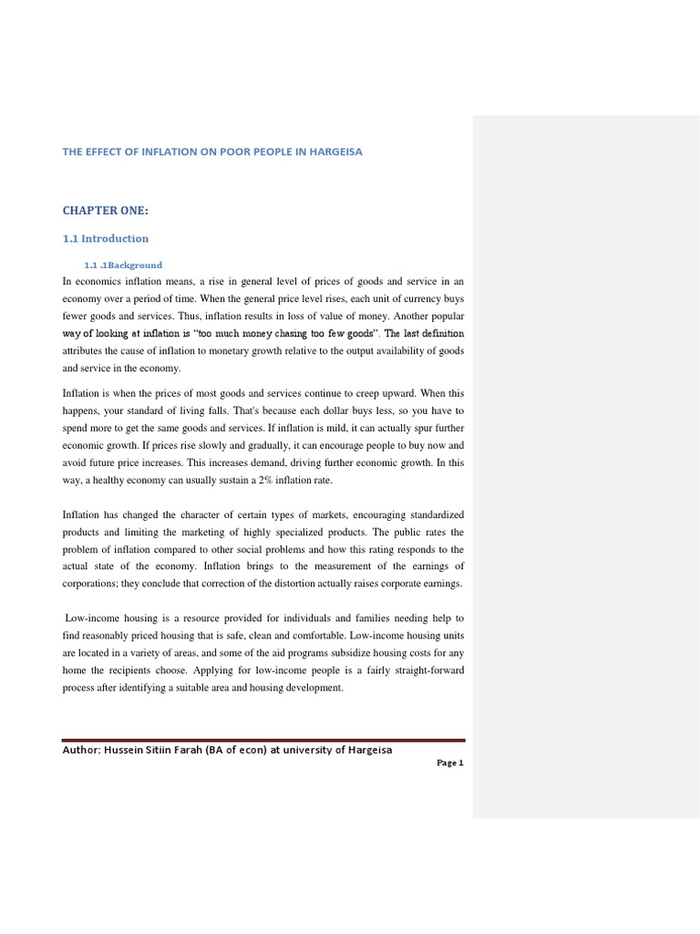 Inflation's Impact on Hargeisa's Poor | PDF | Fixed Exchange Rate ...