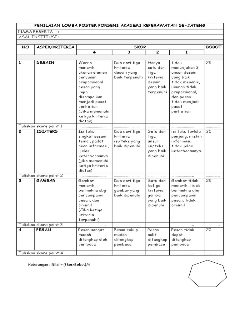 Tools Penilaian Lomba Poster | PDF