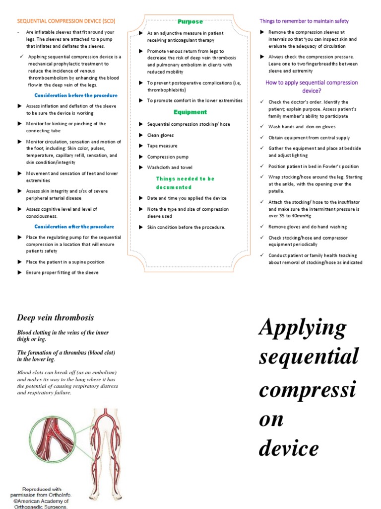 Sequential Compression Device (SCD) : Purpose | PDF | Thrombosis | Vein
