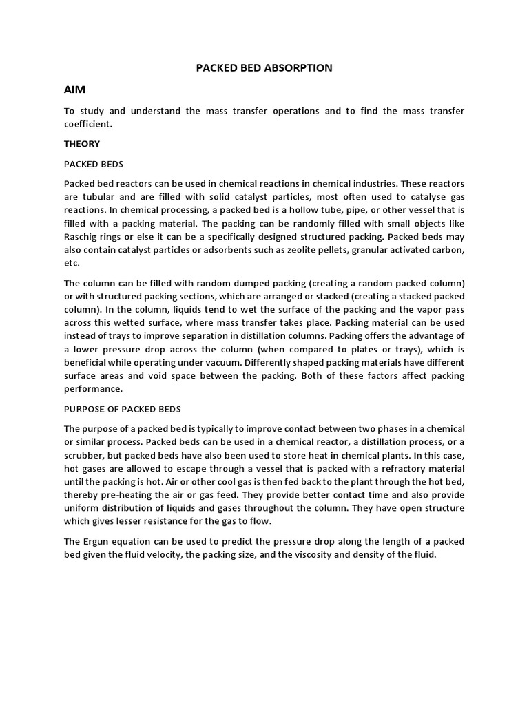 Packed Bed Absorption | PDF | Physical Sciences | Chemistry