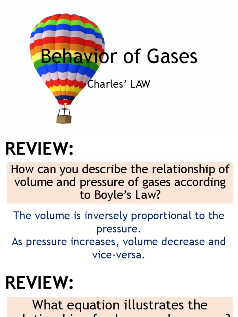 Behavior of Gases: Charles' LAW | PDF | Gases | Temperature