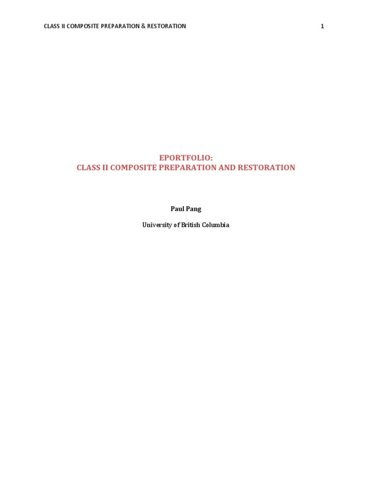 Class Ii Composite Preparation And Restoration Pdf Dental Composite Tooth Enamel