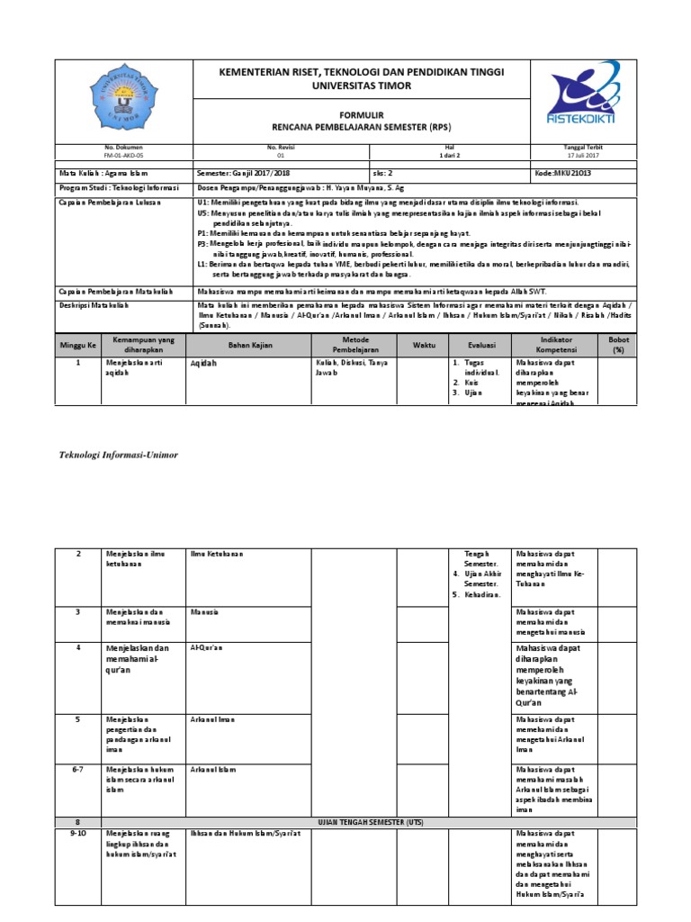 RPS Teknologi Informasi | PDF