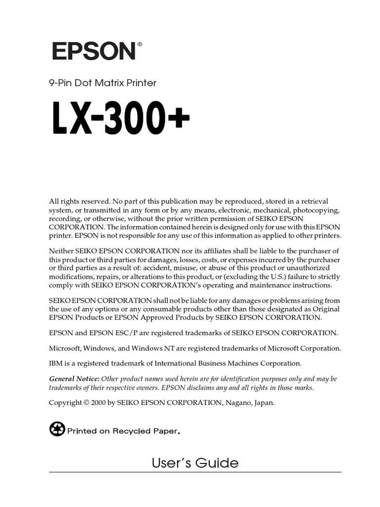 Tutorial Printer LX 300 | PDF | Printer (Computing) | Electromagnetic Interference