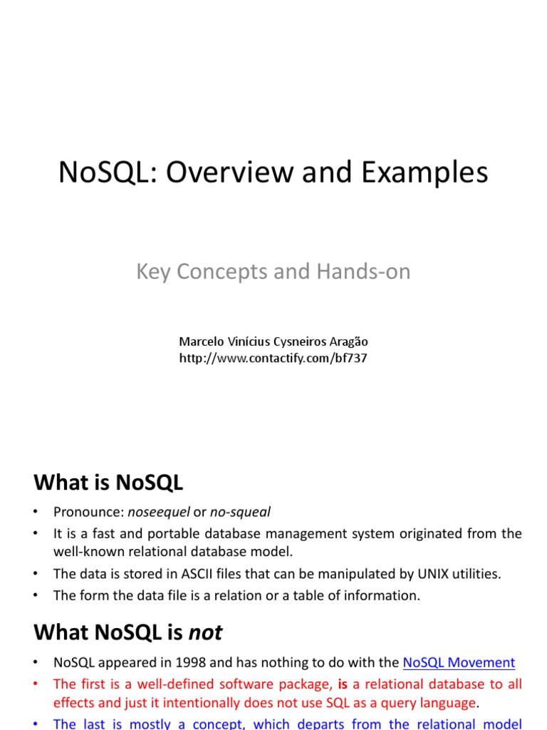 NoSQL Overview Examples | PDF | No Sql | Databases