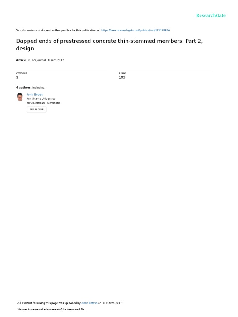 Dapped Ends of Prestressed Concrete Thin-Stemmed Members: Part 2 ...