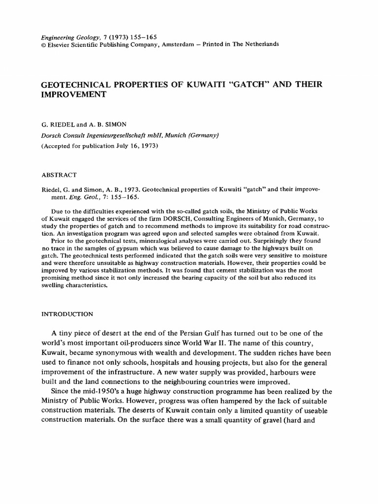 Geotechnical Properties of Kuwaiti "Gatch" and Their Improvement | PDF ...