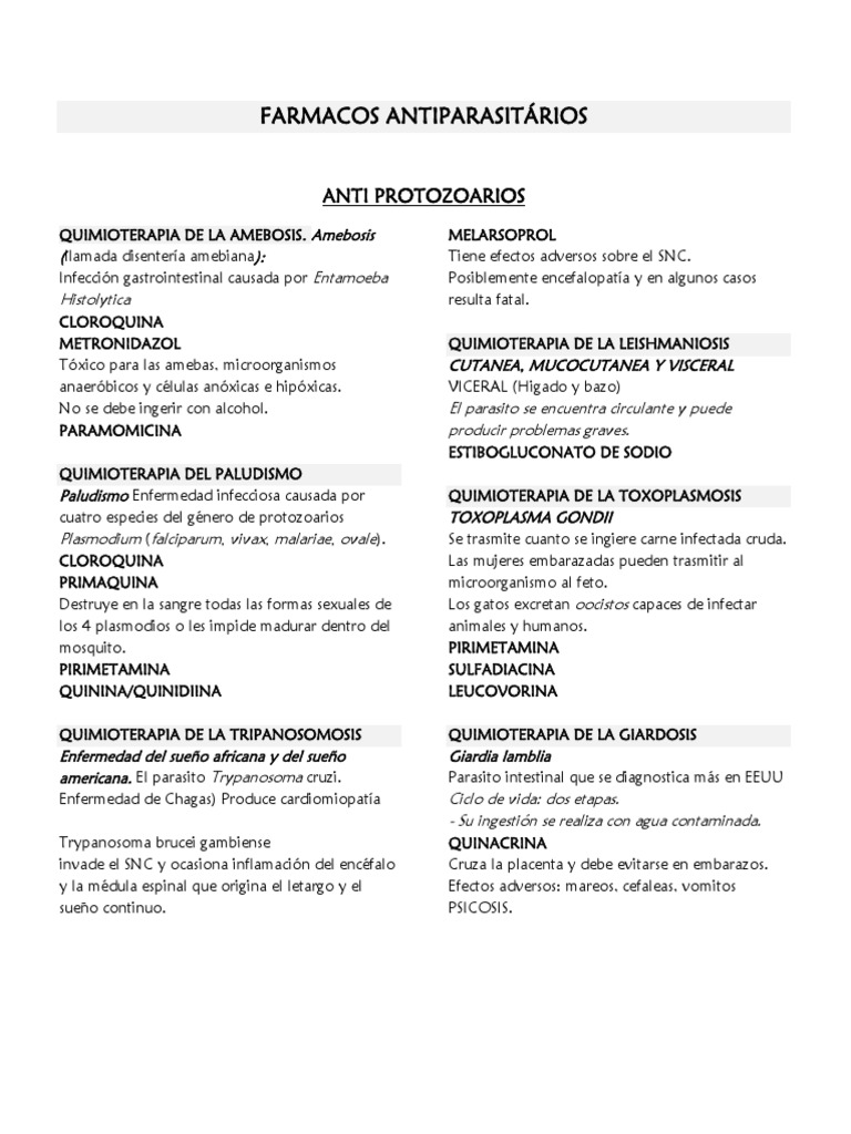 Farmacos Antiparasitários PDF | PDF | Inmunología | Microbiología