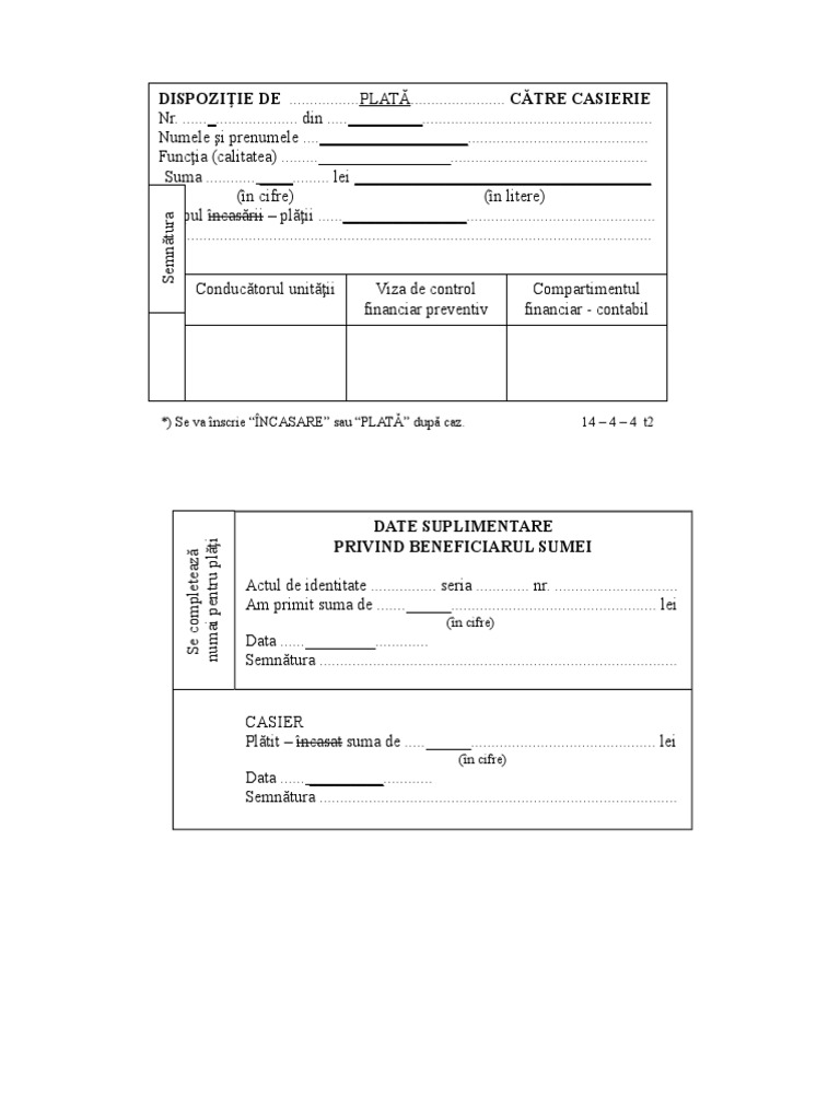 Model Dispozitie Plata | PDF