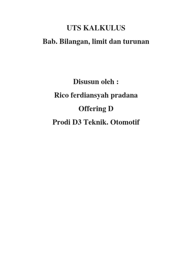 Uts KALKULUS 1 UNIV | PDF