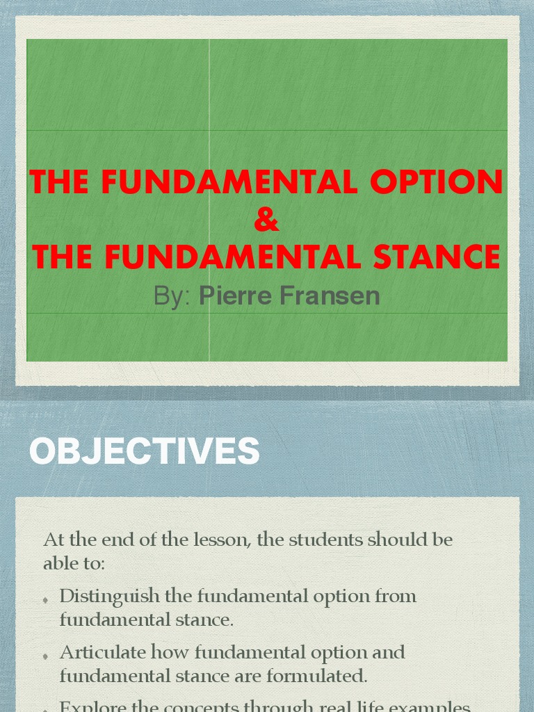 Fundamental Option and Moral Stance | PDF | Transcendence (Philosophy ...