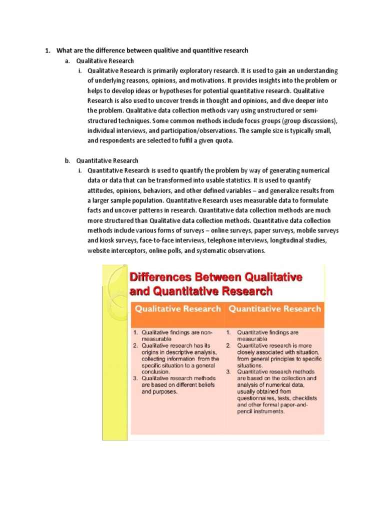 What Are The Difference Between Qualitive and Quantitive Research | PDF ...