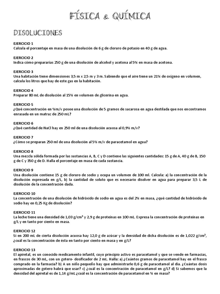 Física y Química. Repaso 1 Evaluación (3º ESO) | PDF | Concentración ...