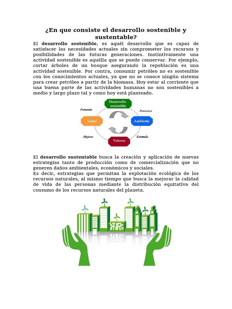 En Que Consiste El Desarrollo Sostenible y Sustentable | PDF