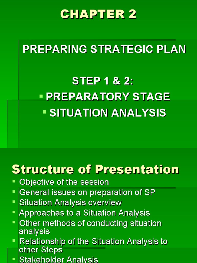 Preparing Strategic Plan STEP 1 & 2: Preparatory Stage Situation ...