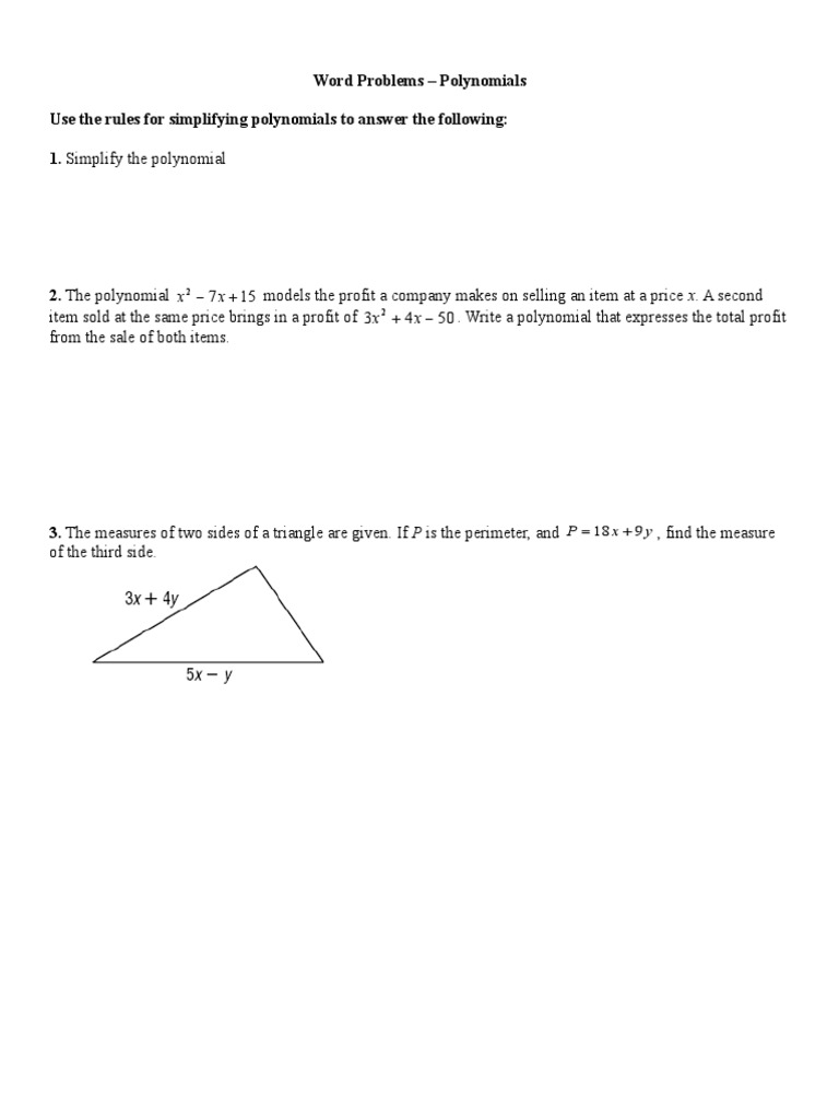 Polynomial Word Problems | PDF