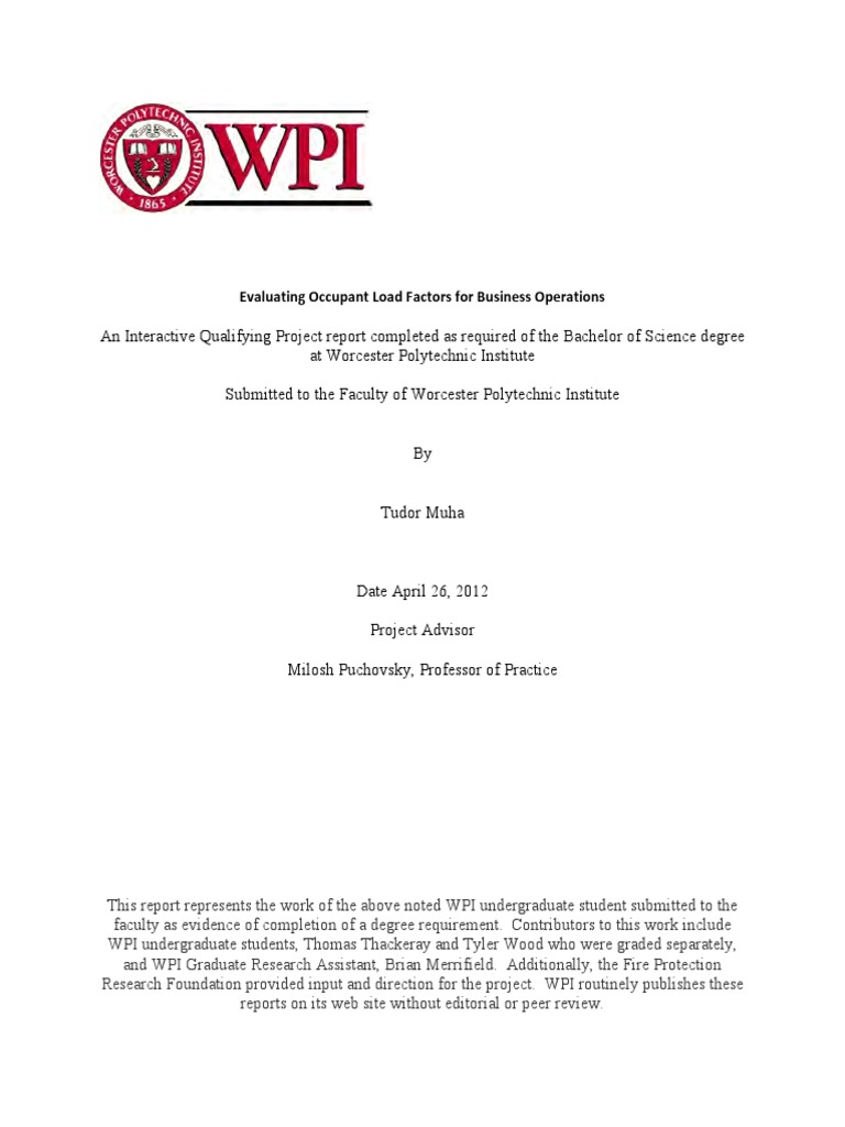 Evaluating Occupant Load Factors For Business Operations - Final | PDF ...