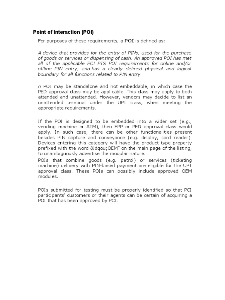 Point of Interaction (POI) | PDF | Smart Card | Computer Security