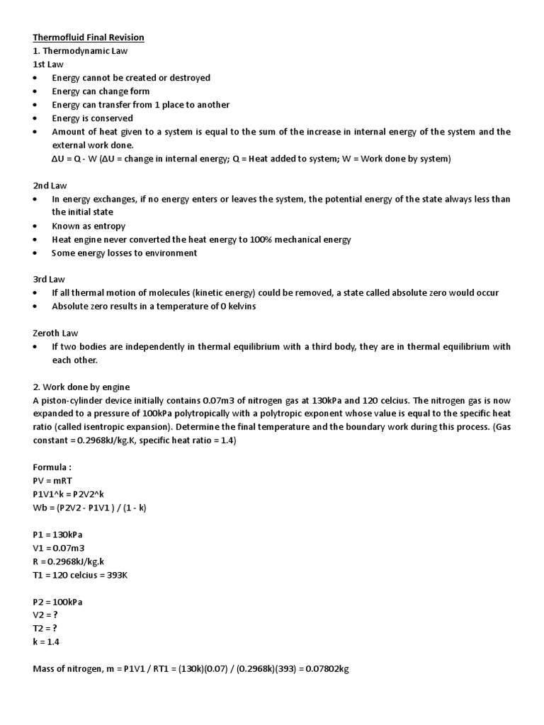 Thermofluid Final Revision | PDF | Fluid Dynamics | Heat