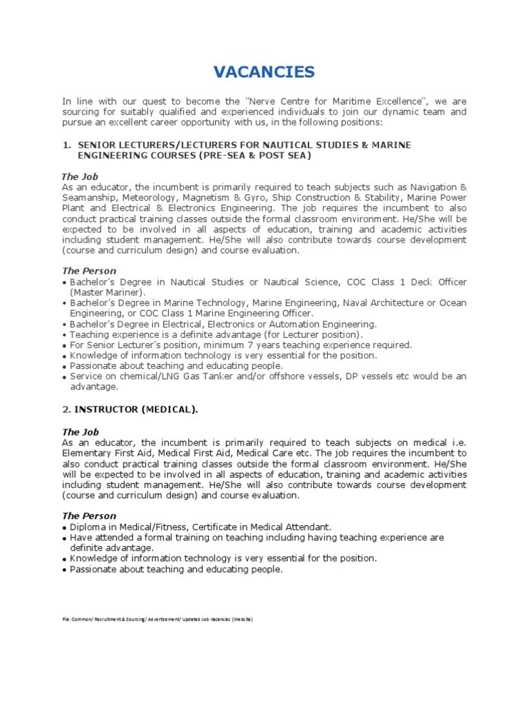 Updated Job Vacancies (Website) | PDF | Teachers | Academic Degree
