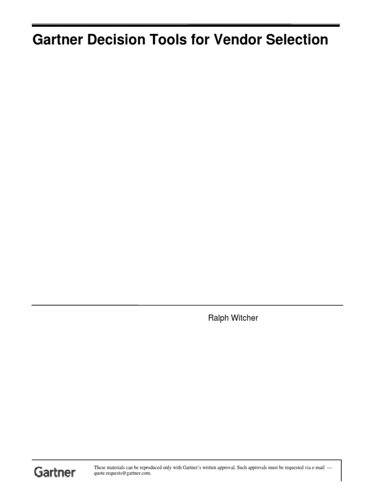 Gartner Decision Tools For Vendor Selection | PDF | Needs Assessment ...