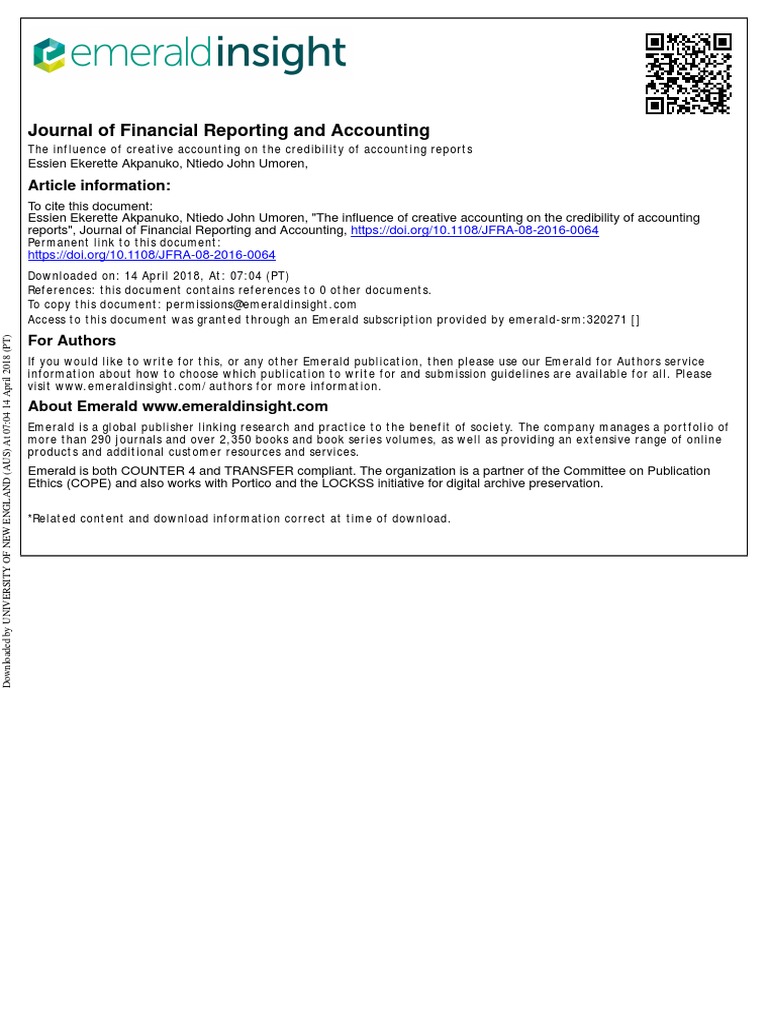 Akpanuko 2018 | PDF | Creativity | Moral Hazard