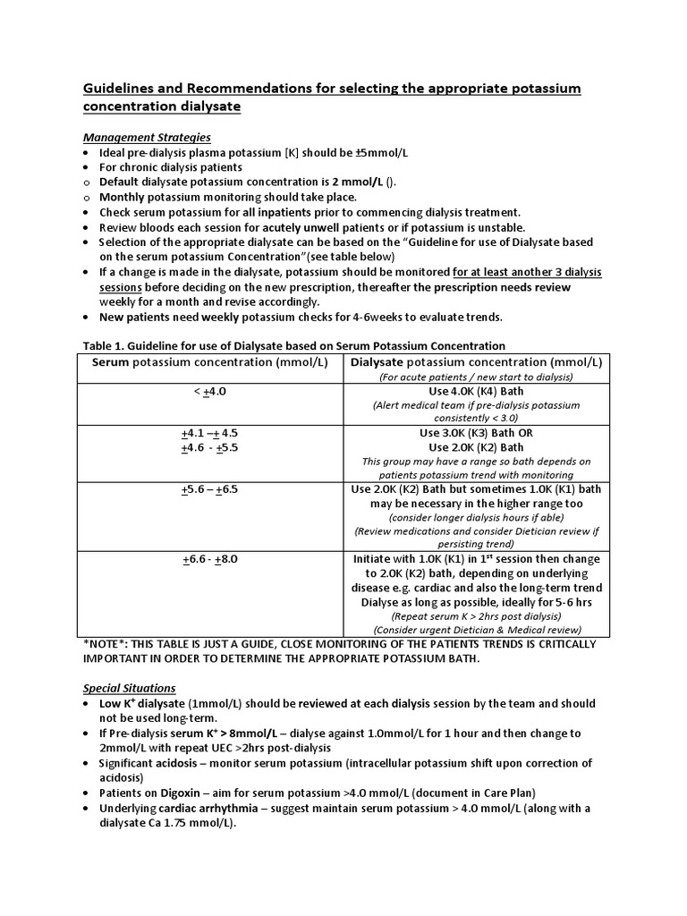Potassium Dialysate Guideline STG FINAL2016 PDF | PDF | Dialysis ...