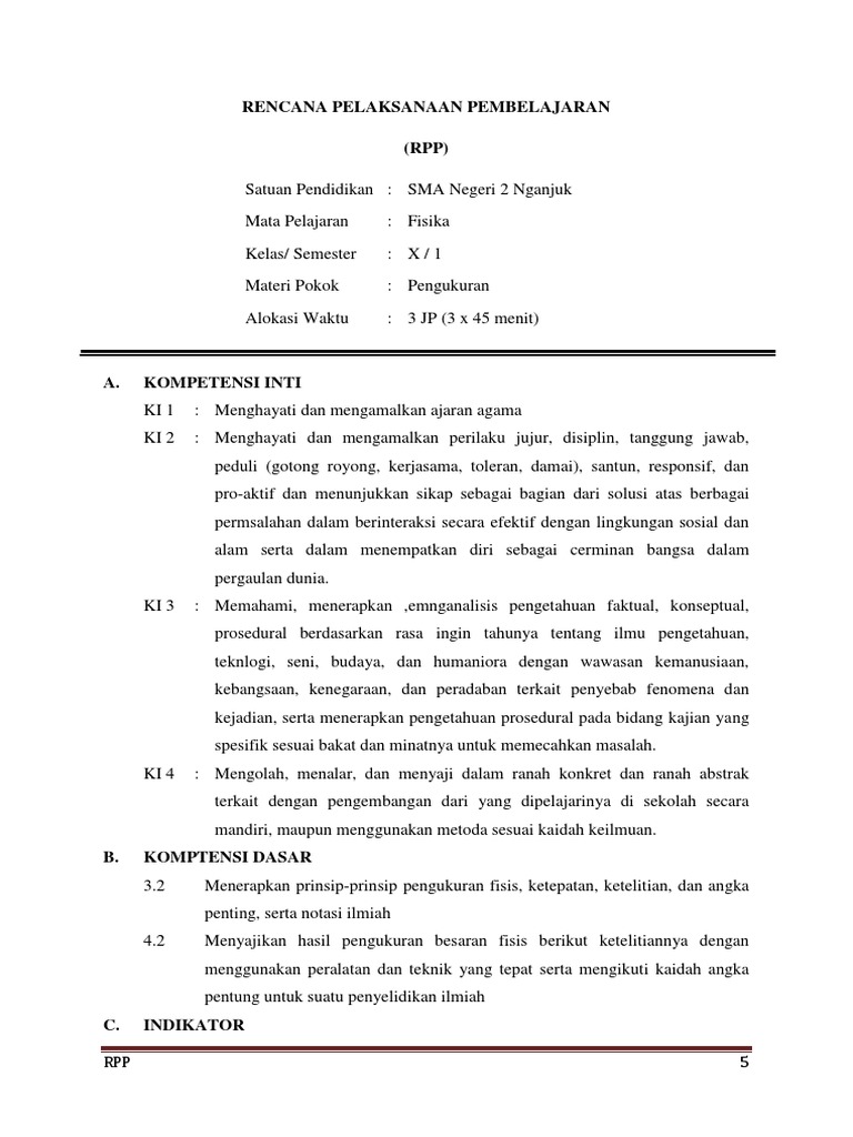 RPP Model Direct Instruction (Fisika) | PDF